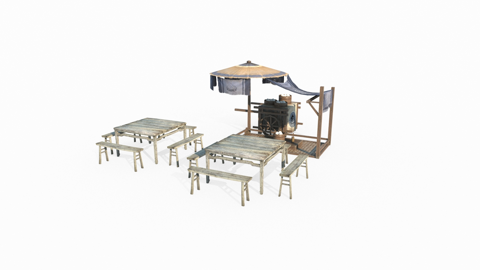 3D Asian Ancient Roadside Stall Bun Shop - TurboSquid 2076764