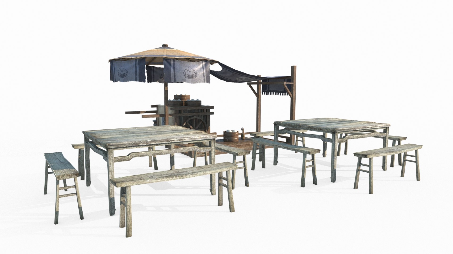 3D Asian Ancient Roadside Stall Bun Shop - TurboSquid 2076764
