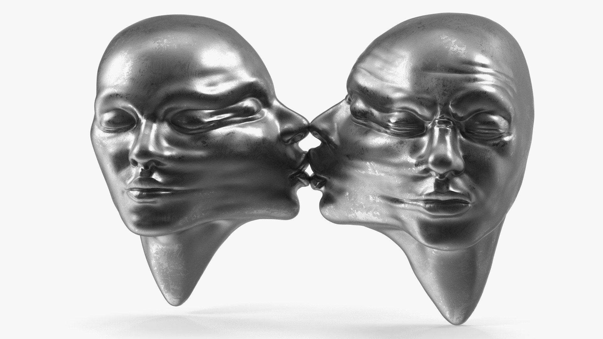 Dual-Face Sculpture With Kiss Motif Silver Model - TurboSquid 2444138