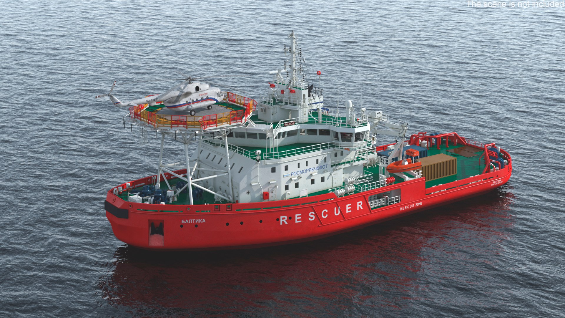 3D Rescue Operations Icebreaker Ship With Mi-8 Helicopter - TurboSquid 2384602