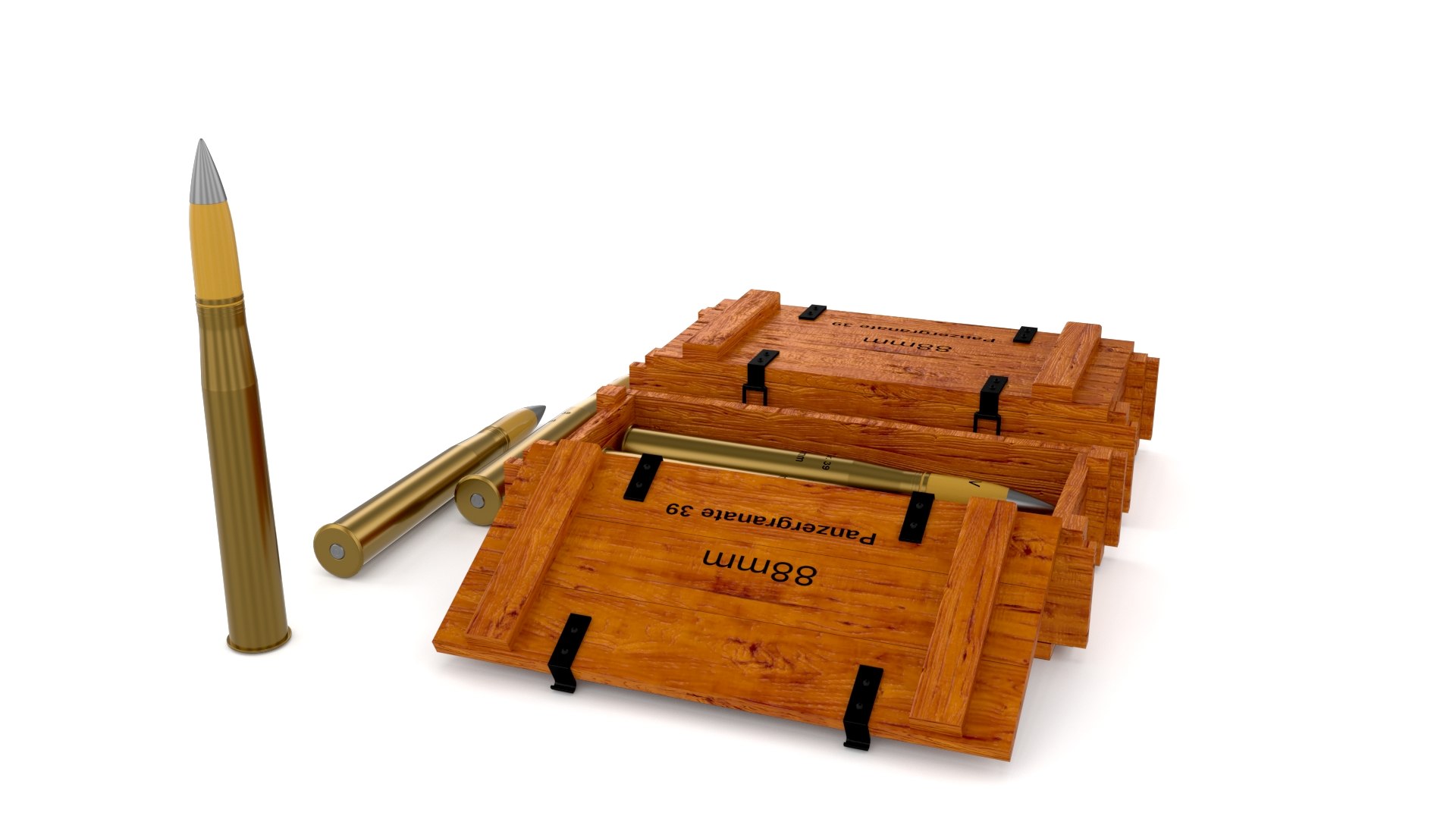 3d obj german 88mm shell