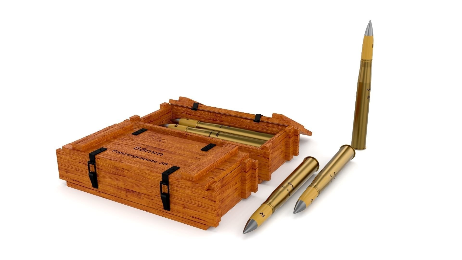 3d obj german 88mm shell