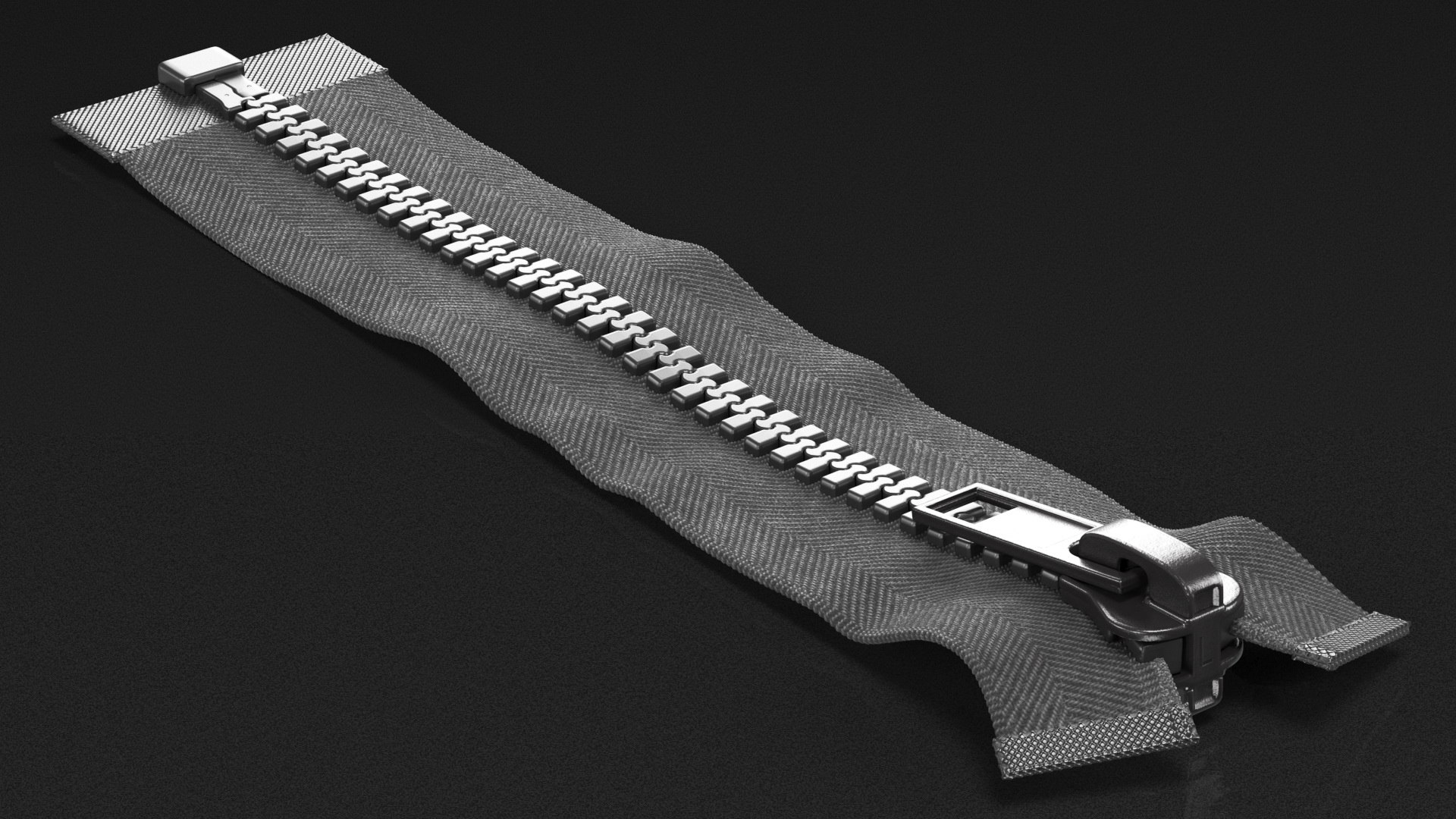 Two Sided Plastic Zipper Closed Black 3D Model - TurboSquid 1793872