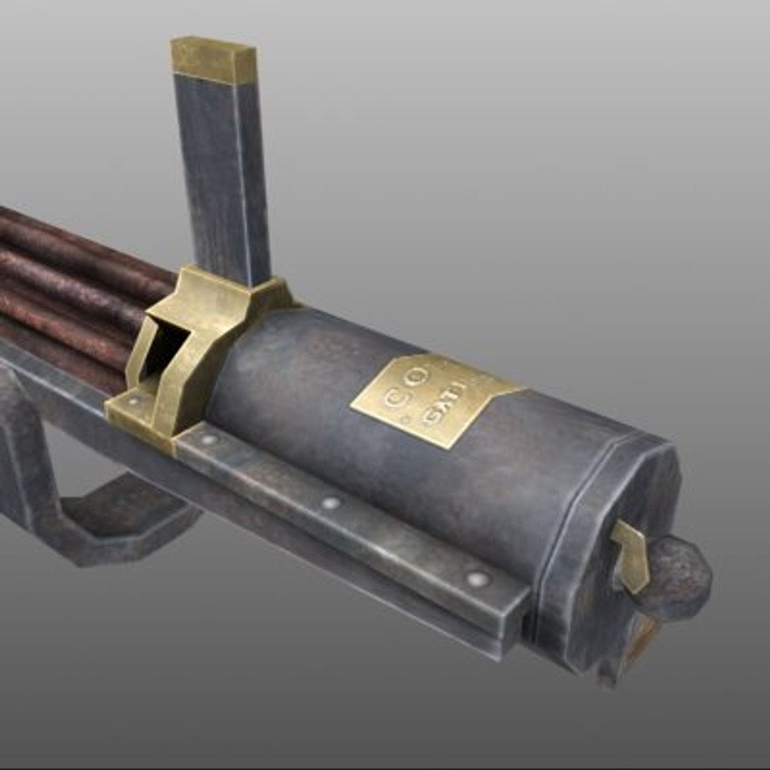 Old Western Machine Gun Obj