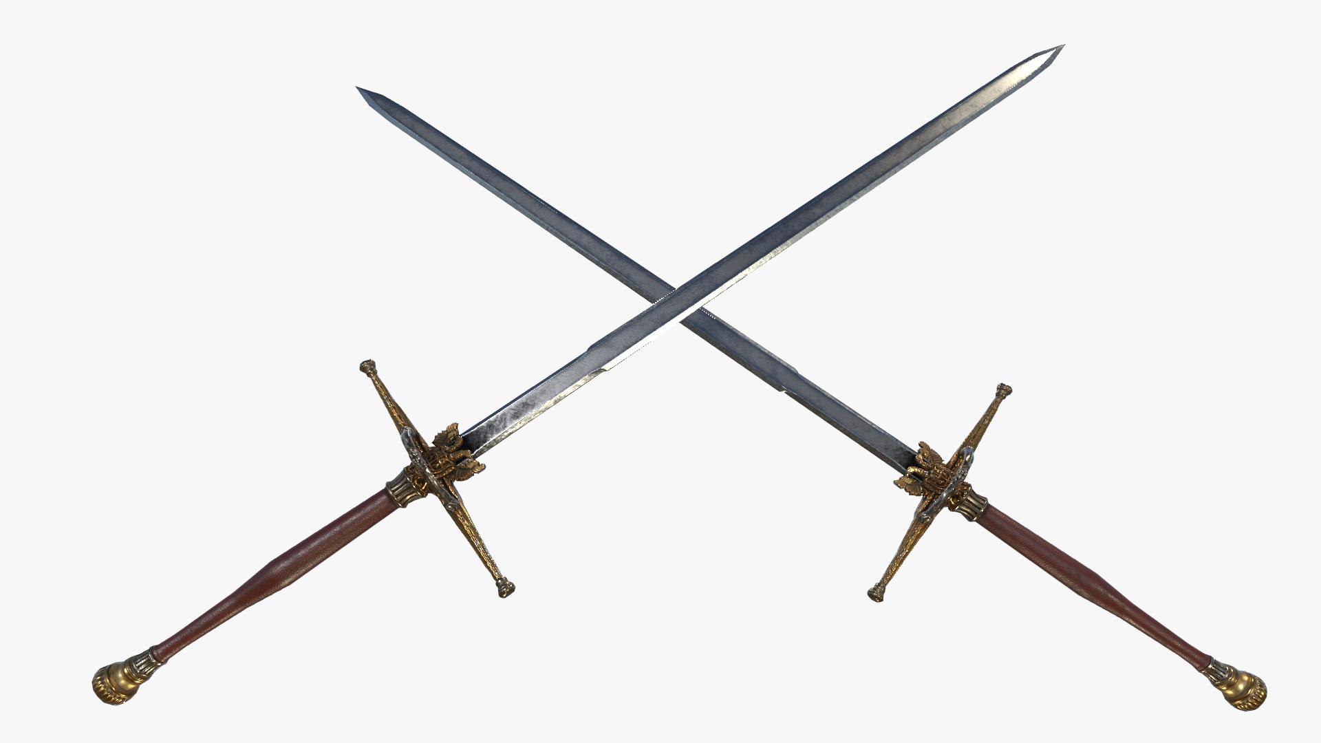 3D Fantasy Sword RPG Spanish Montante Mandoble Espadon Bastard Sword Greatsword Longsword ...