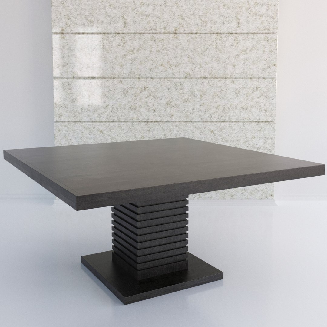 3d square pedestal dining table model
