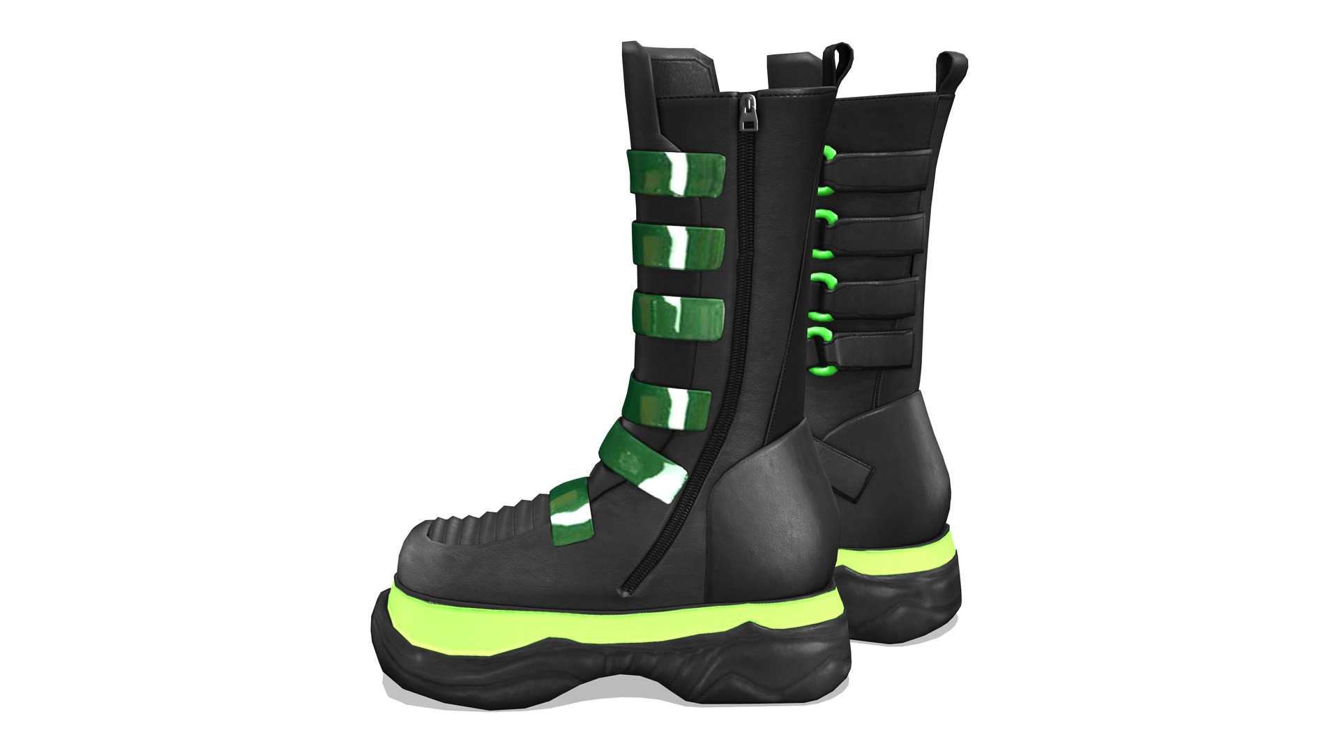 Neon Neptune High Platform Flat Boots 3D model - TurboSquid 2074033