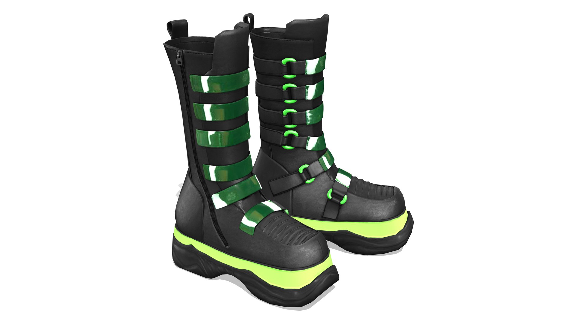Neon Neptune High Platform Flat Boots 3D Model - TurboSquid 2074033