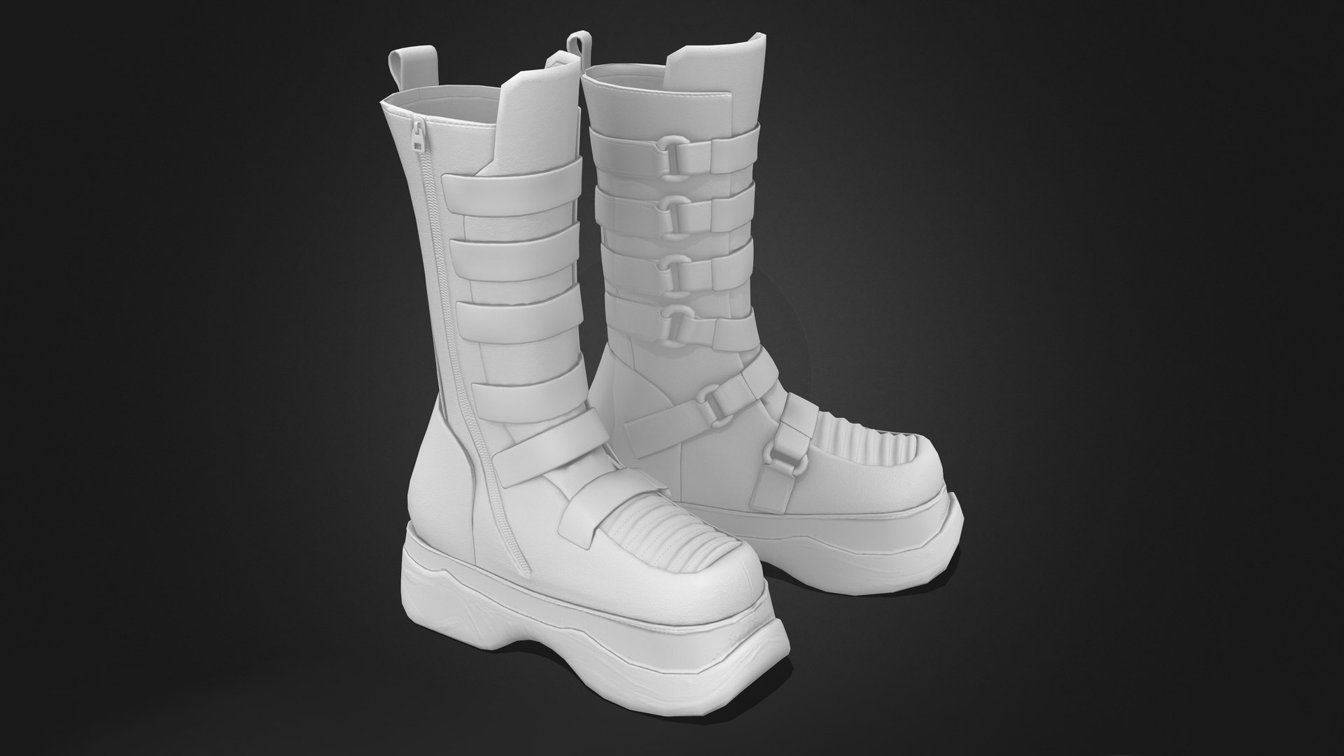 Neon Neptune High Platform Flat Boots 3D Model - TurboSquid 2074033