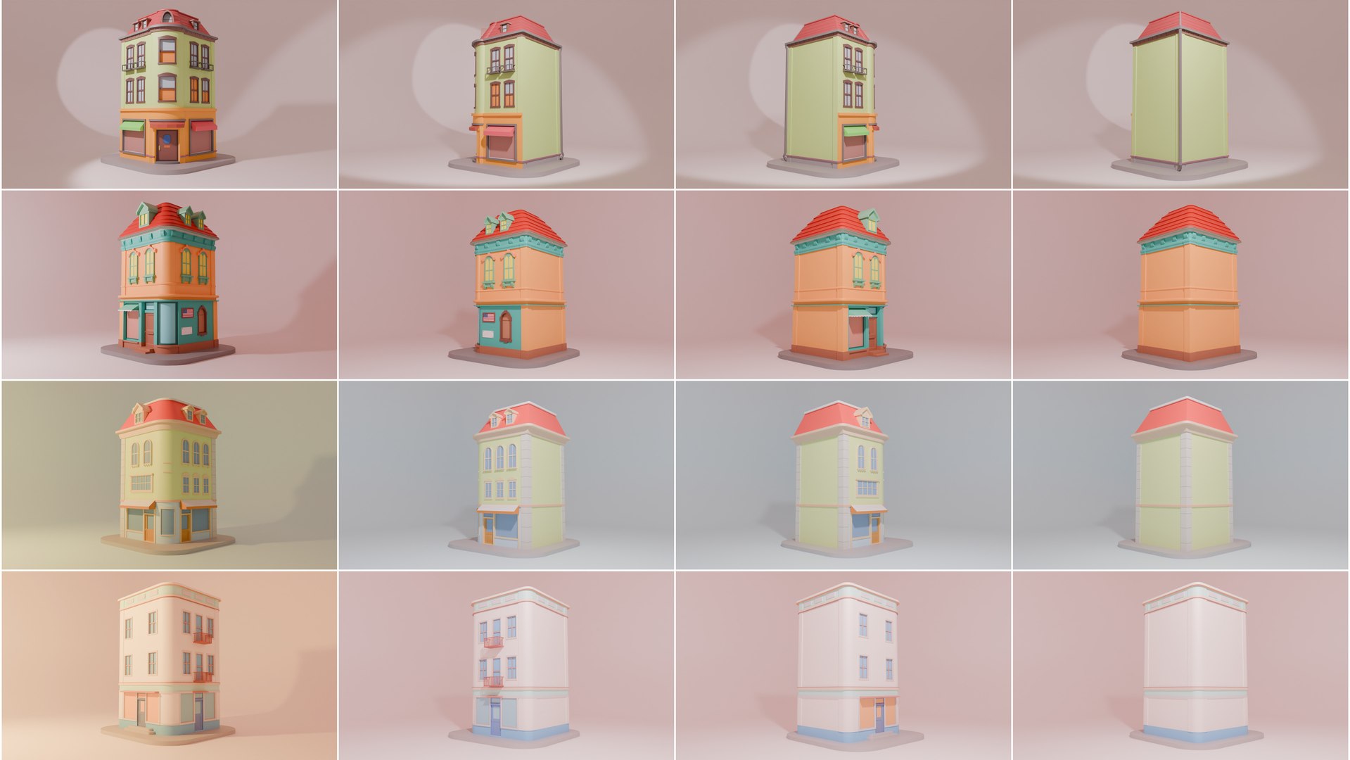 3D Stylized Low-Poly Cartoon Building Collection Model - TurboSquid 2385294