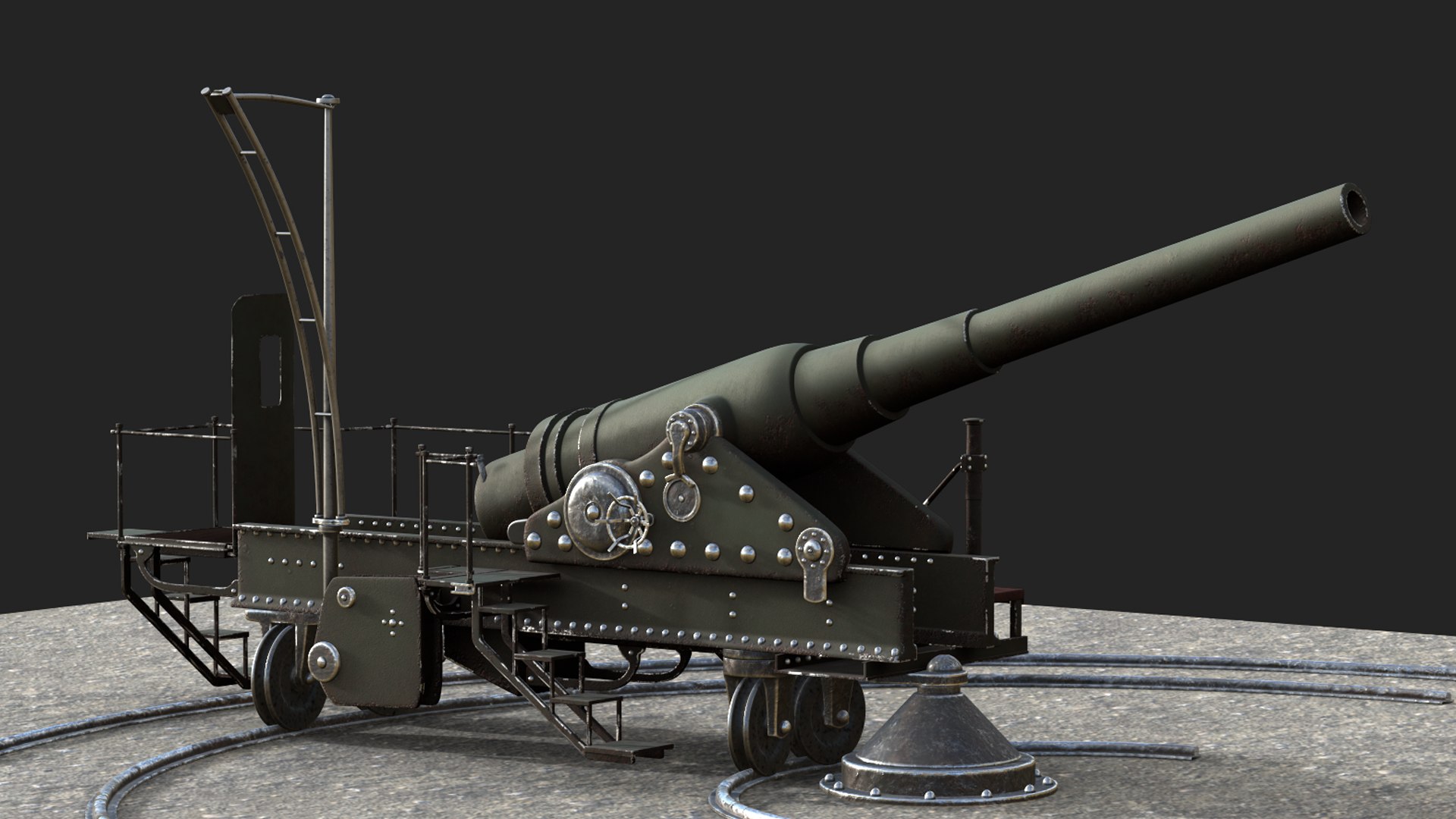3D Artillery Battery Krupp Cannon - TurboSquid 1996476