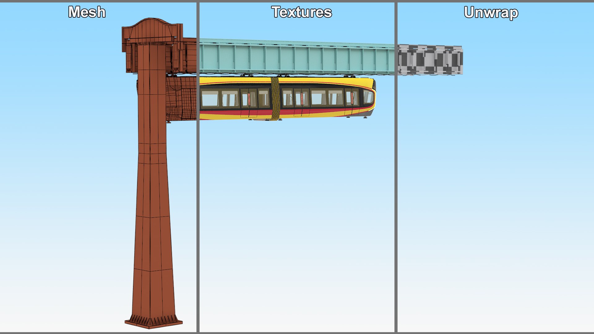 3D Model Urban Suspended Monorail Air Train - TurboSquid 2374757