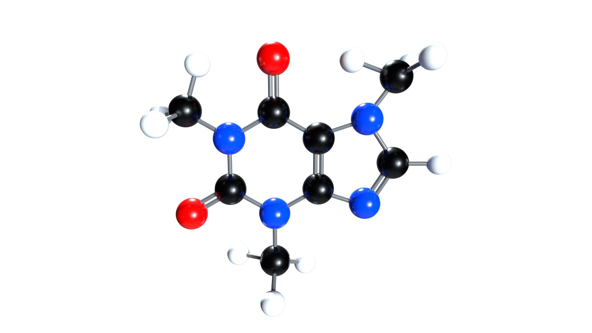 Caffeine Molecule 3D Model - TurboSquid 2210612