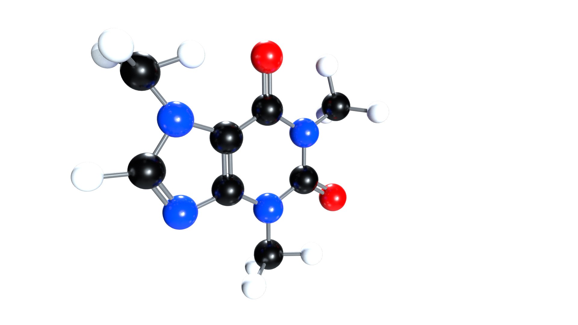 Caffeine Molecule 3D Model - TurboSquid 2210612