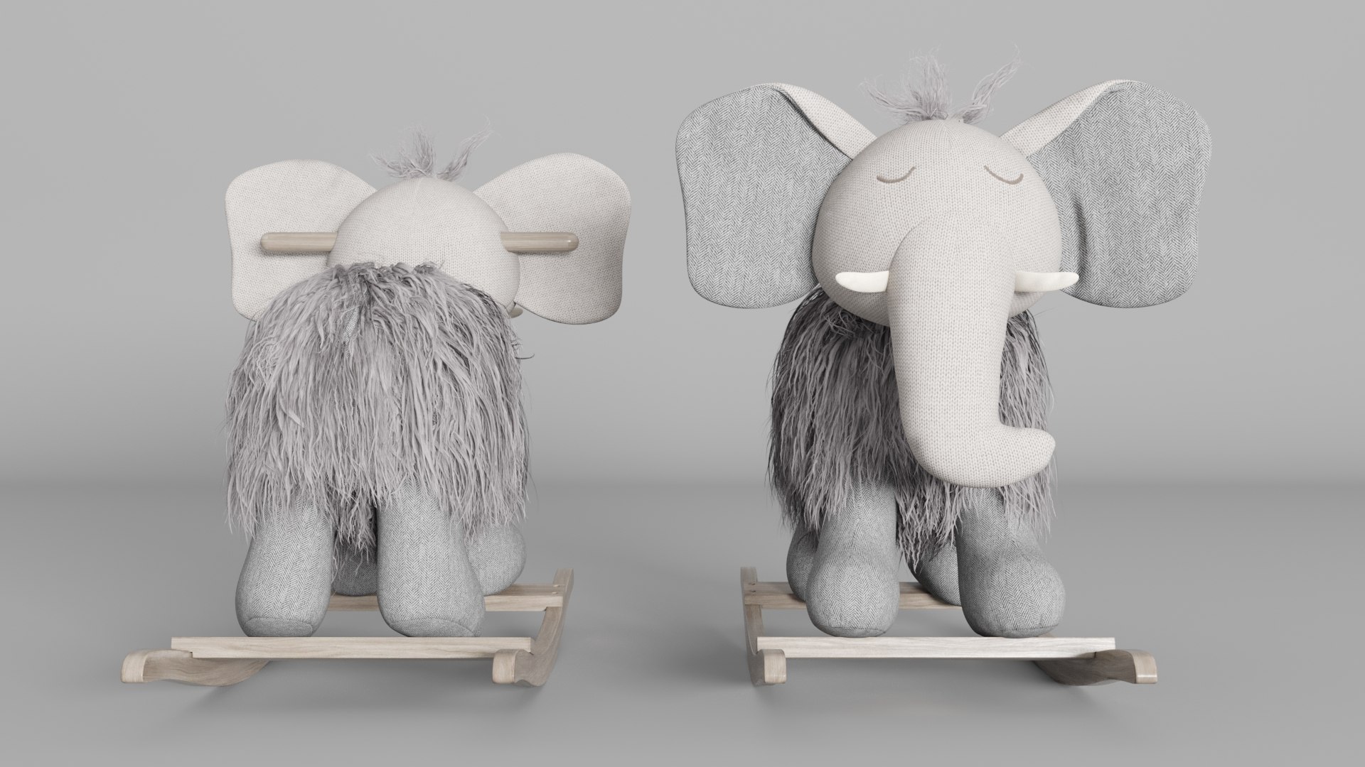 Wooly Plush Gray Rocking Elephant 3D - TurboSquid 2196532