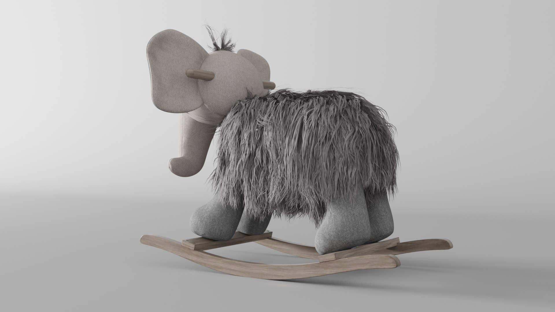 Wooly Plush Gray Rocking Elephant 3D - TurboSquid 2196532
