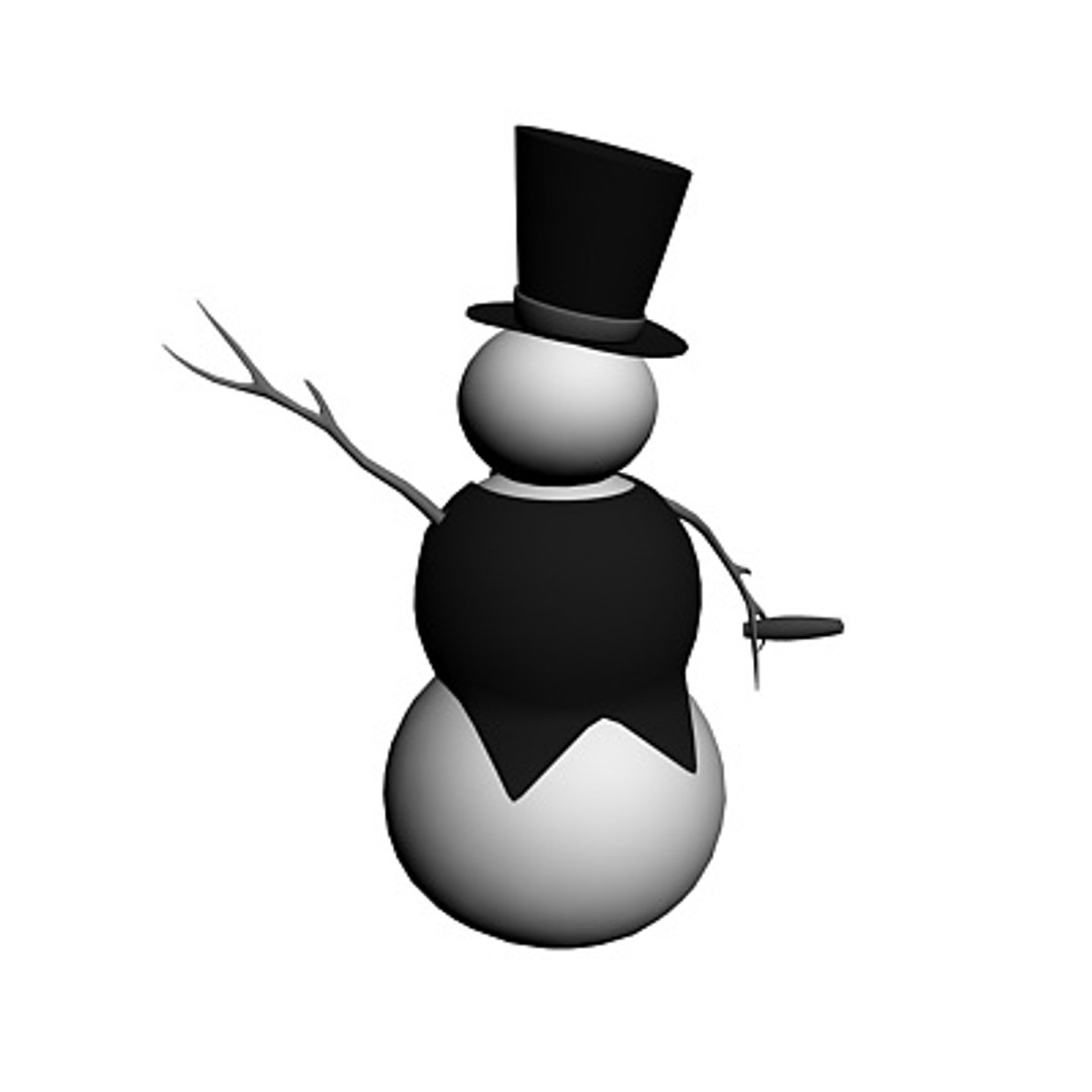 3d Model Of Snowman Silk Hat