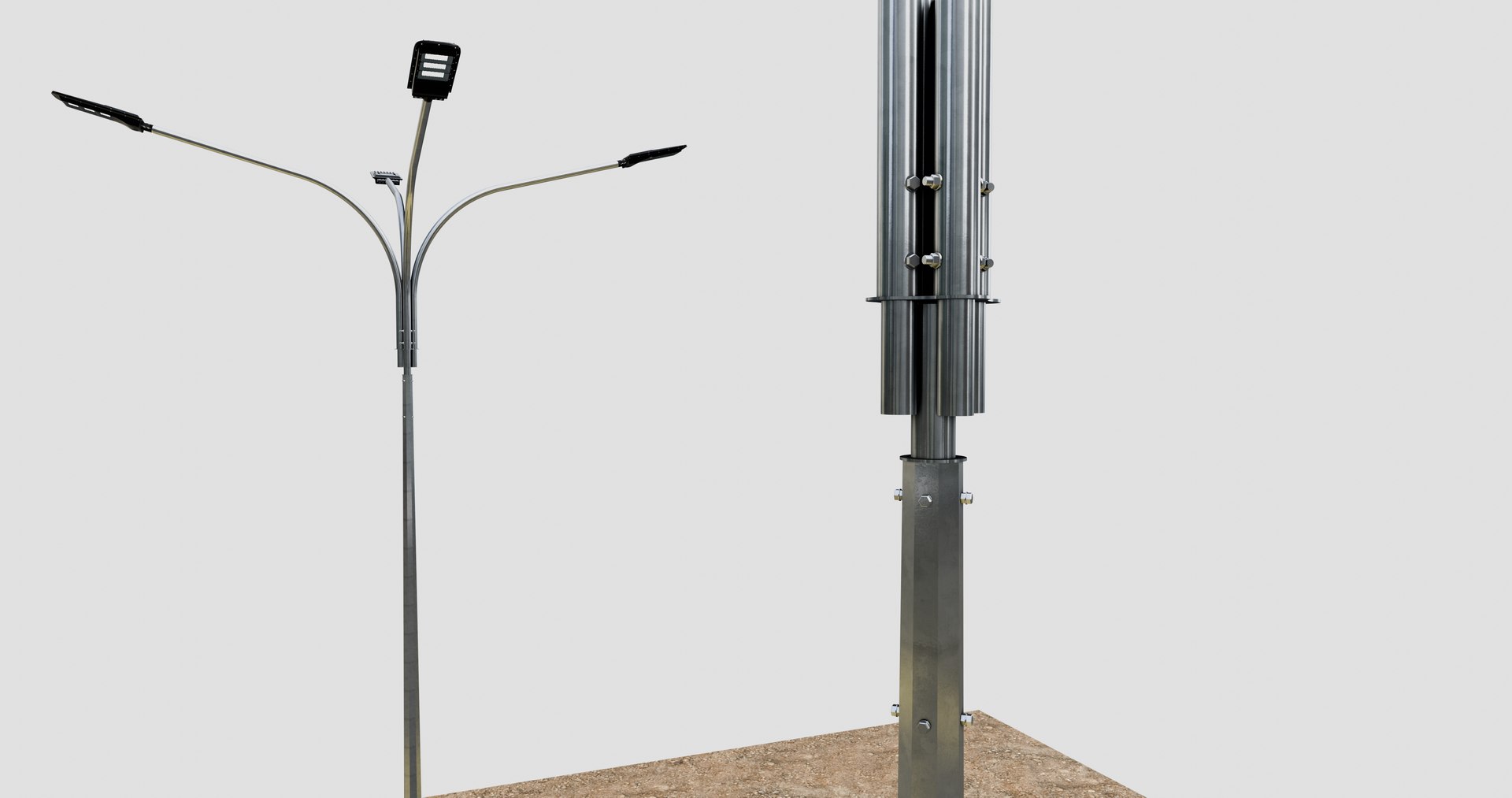 3D Model 6MT LIGHTING POLE-QUADRUPLE BENDING ARM - TurboSquid 2296289