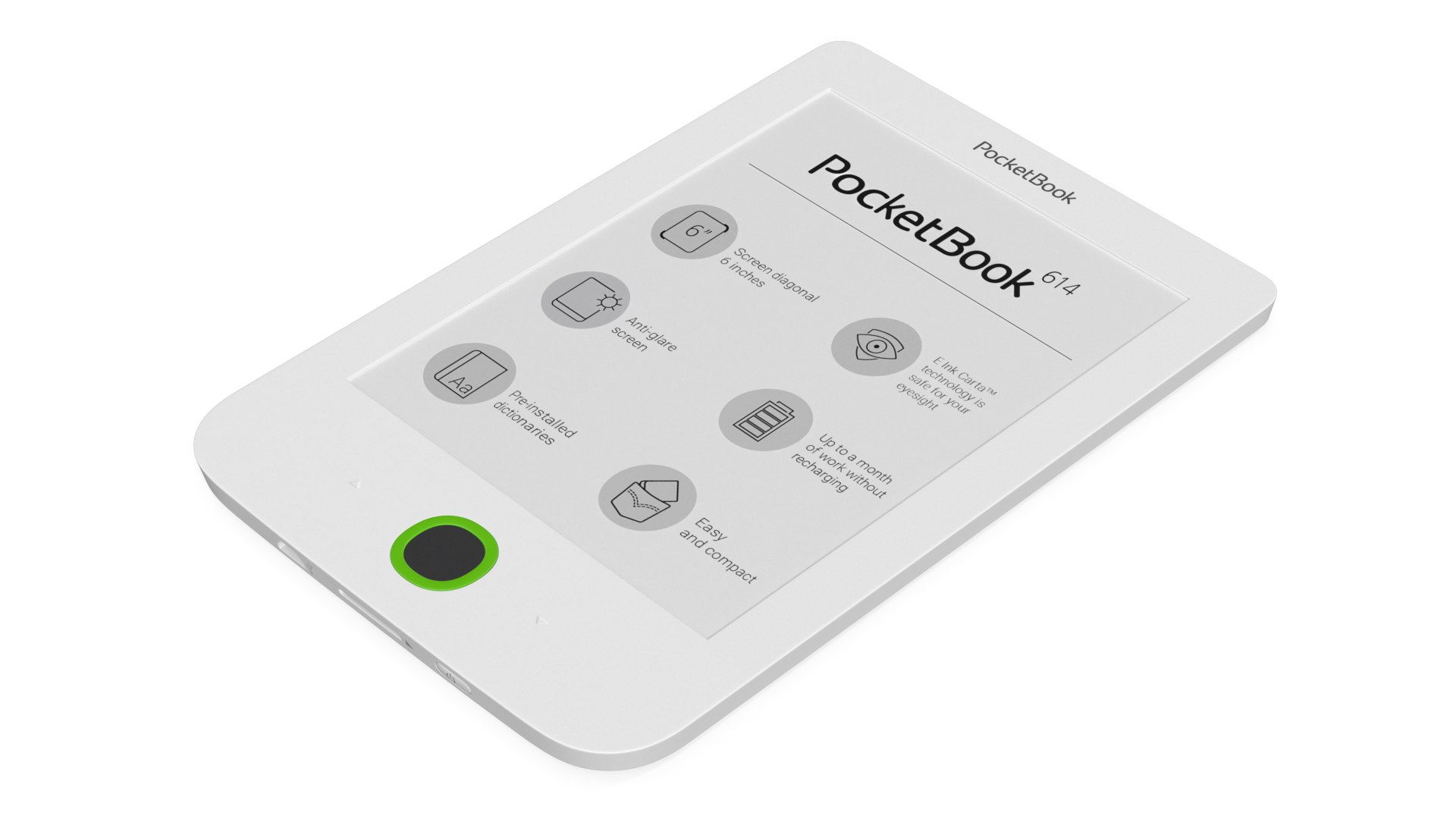 Ebook PocketBook 614 Limited Edition White 3D Model - TurboSquid 2155818