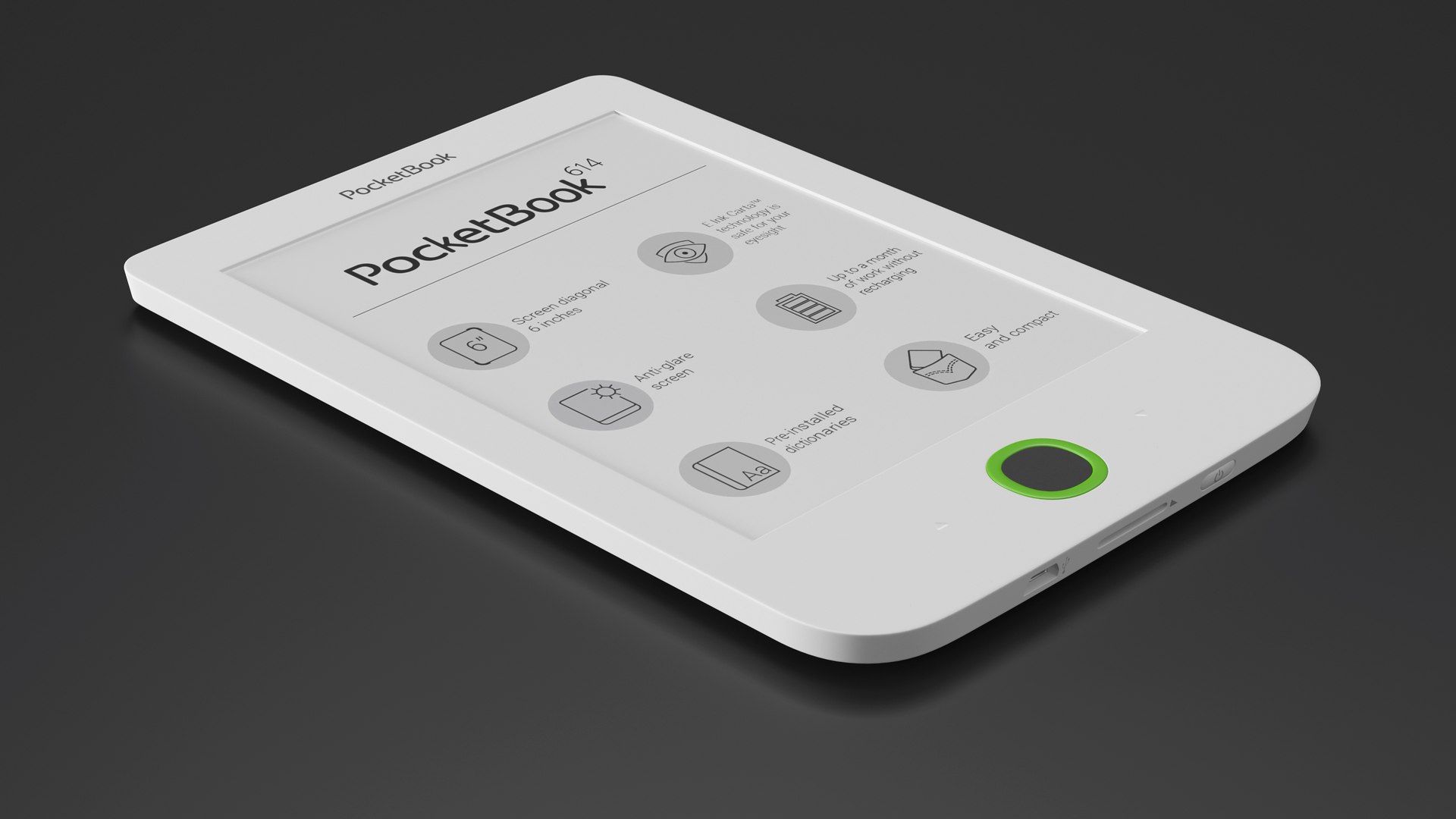 Ebook PocketBook 614 Limited Edition White 3D Model - TurboSquid 2155818