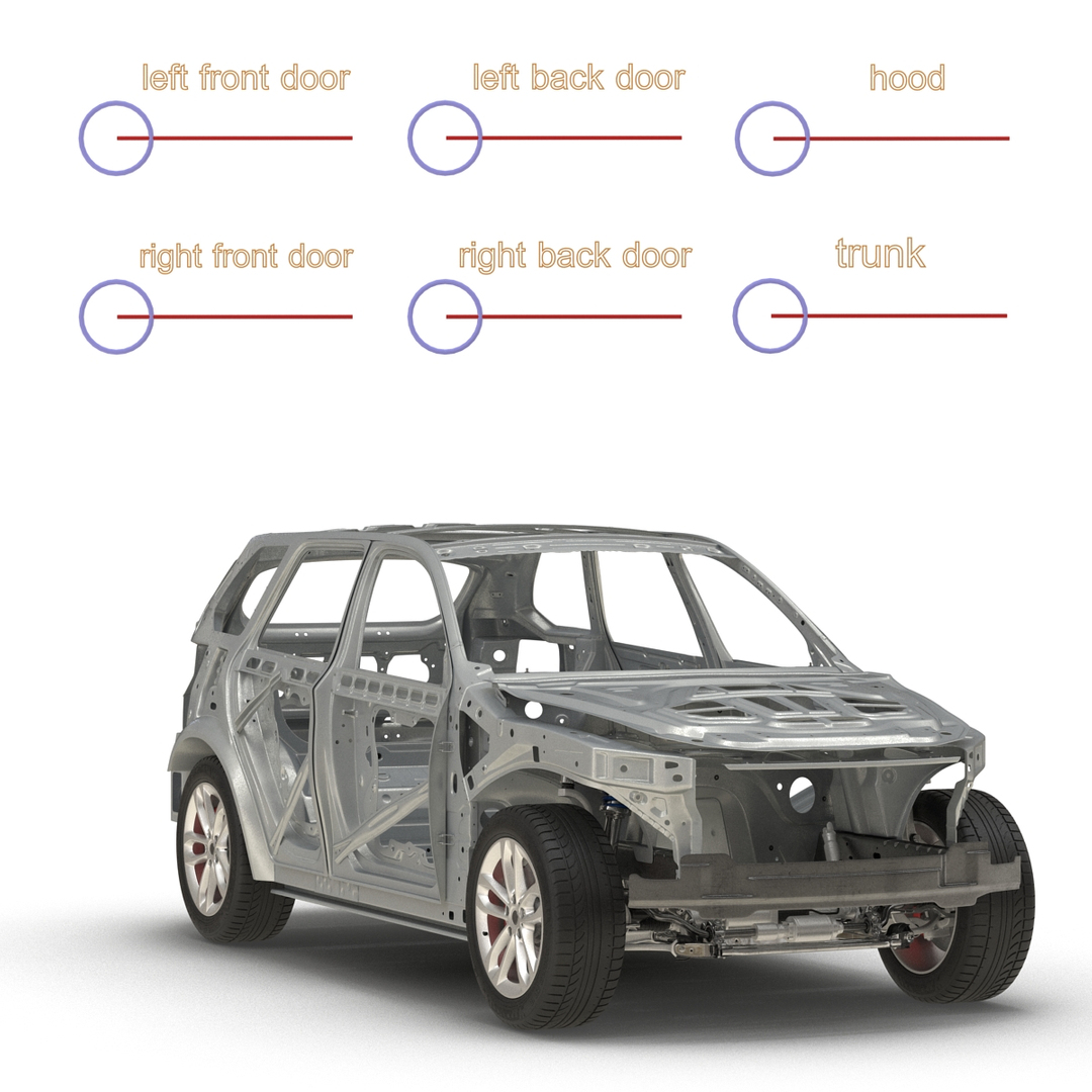 suv frame chassis rigged 3d max