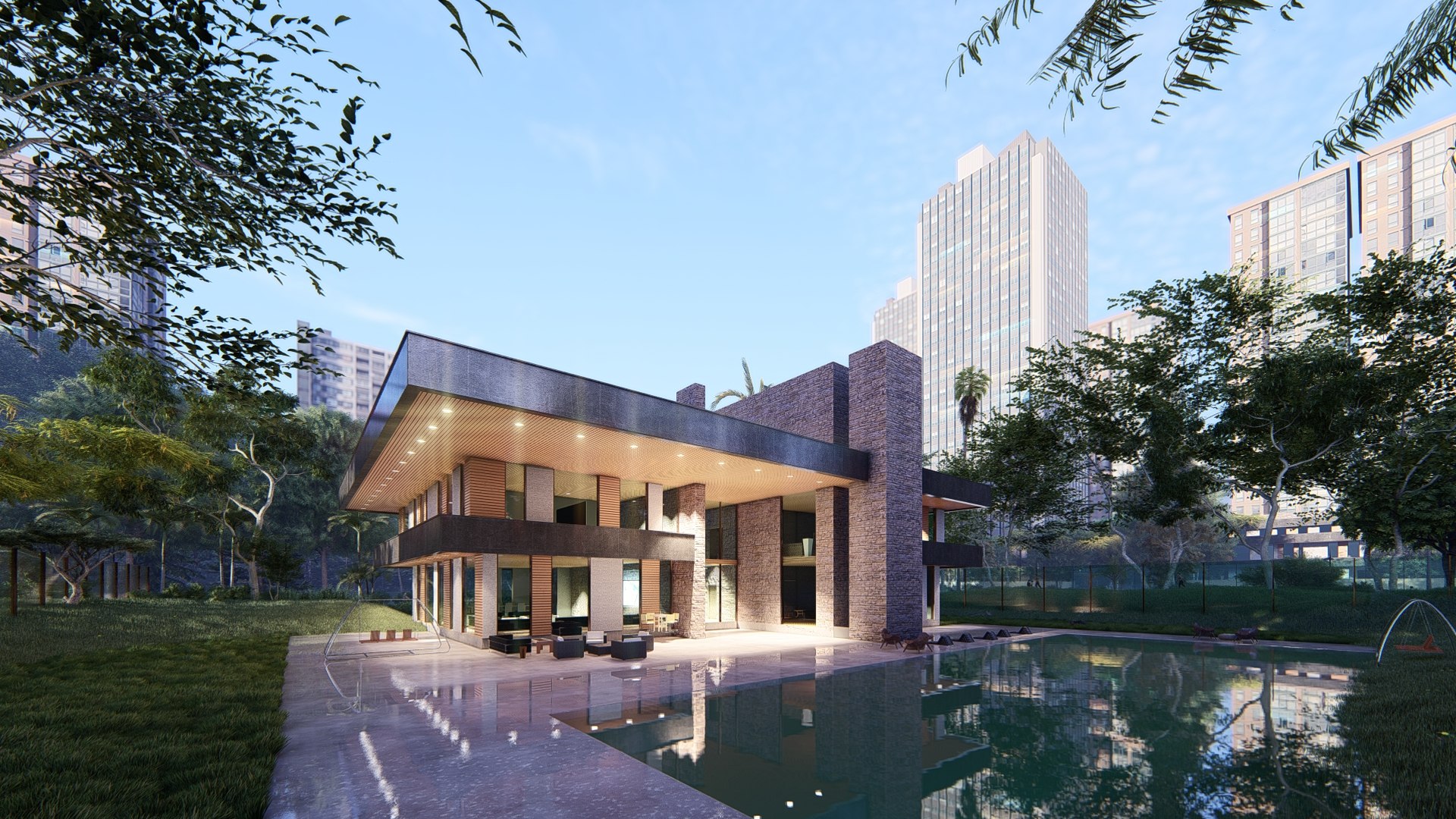 3D Model Frank Lloyd Wright Style House Modern Architecture Furnished ...