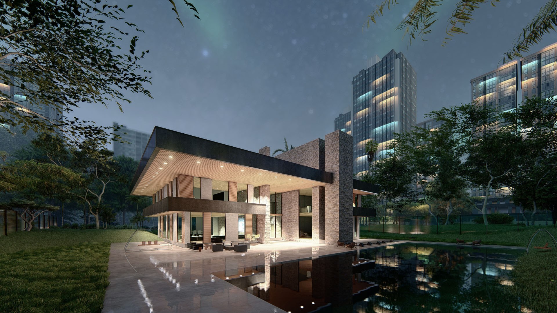 3D Model Frank Lloyd Wright Style House Modern Architecture Furnished ...