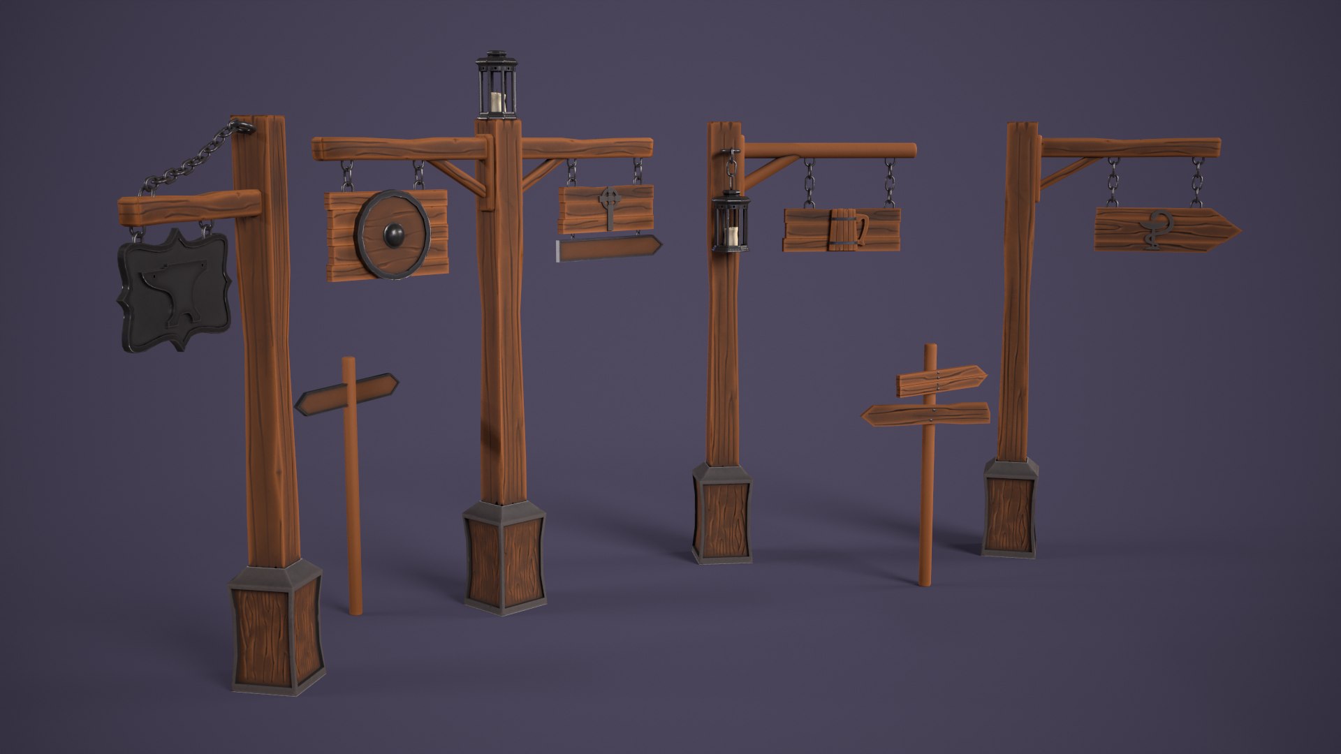 Stylized Medieval Signboard Kitbash Model - TurboSquid 2083378