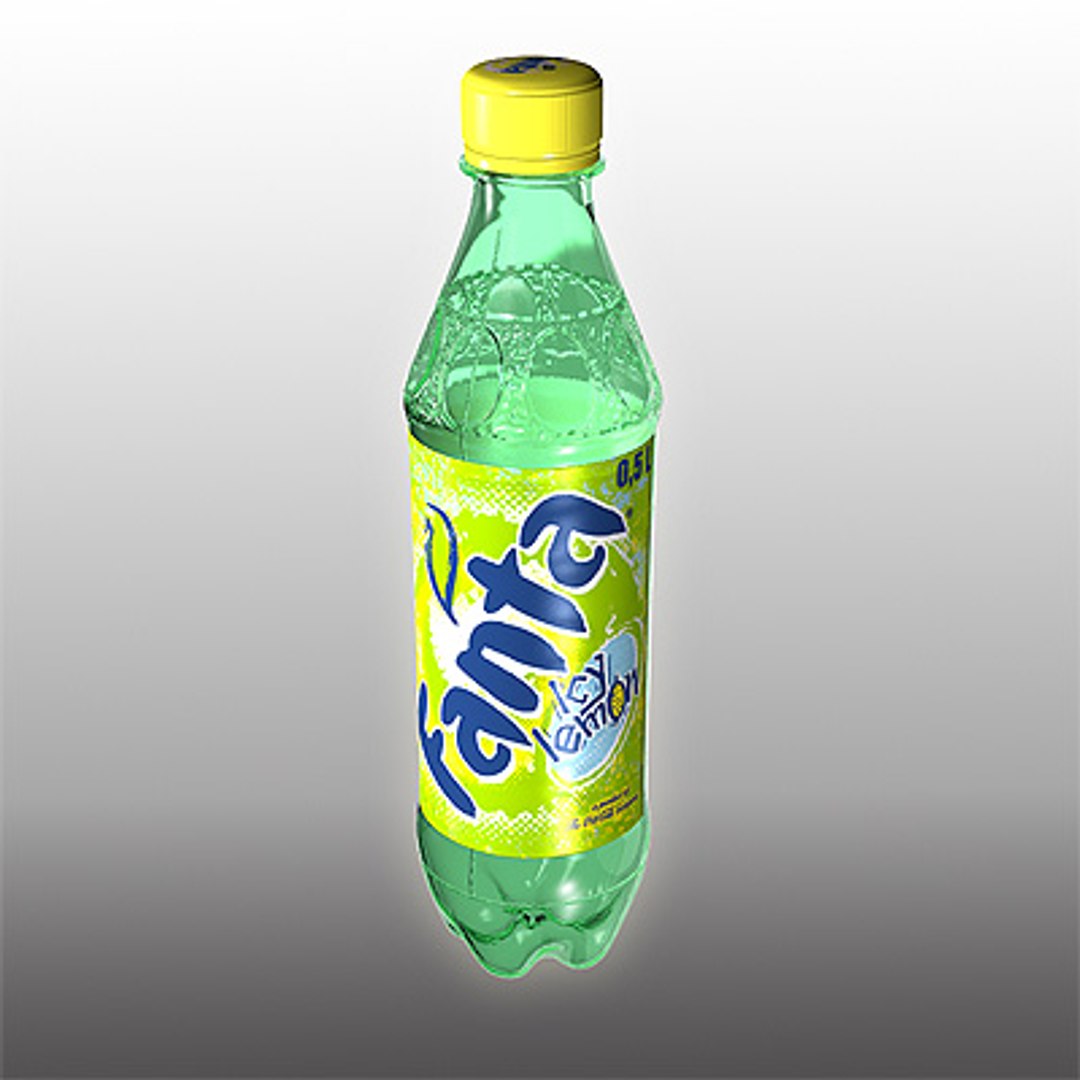 Fanta Lemon Plastic Bottles 3d Model