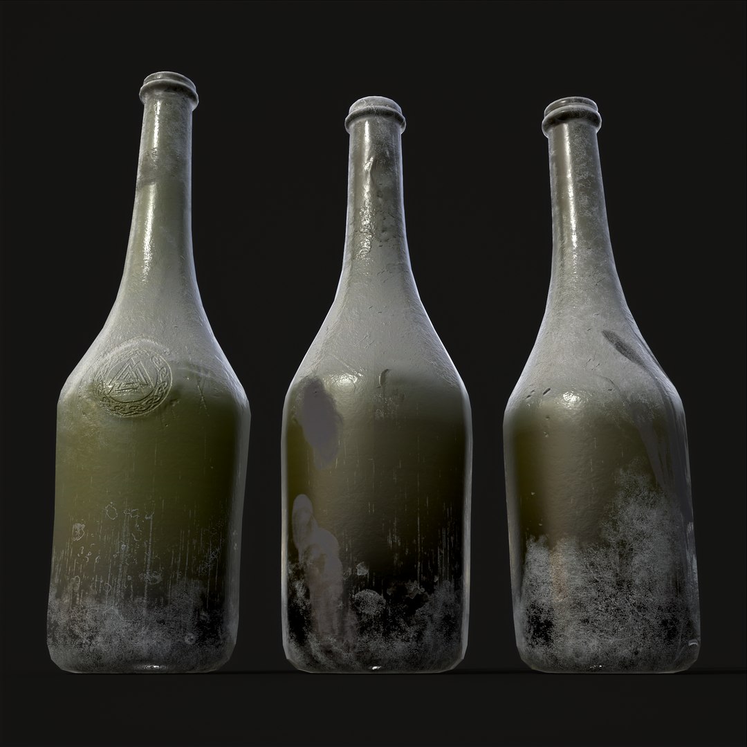 3D model Rustic Dirty Glass Bottles - TurboSquid 1955322