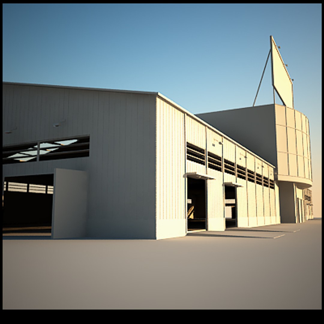 hangar storage windows doors 3d 3ds