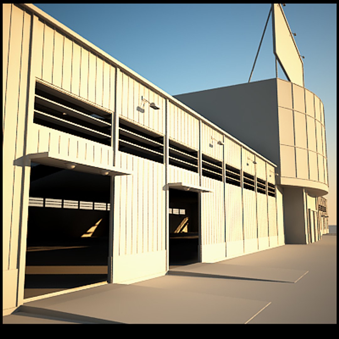 hangar storage windows doors 3d 3ds