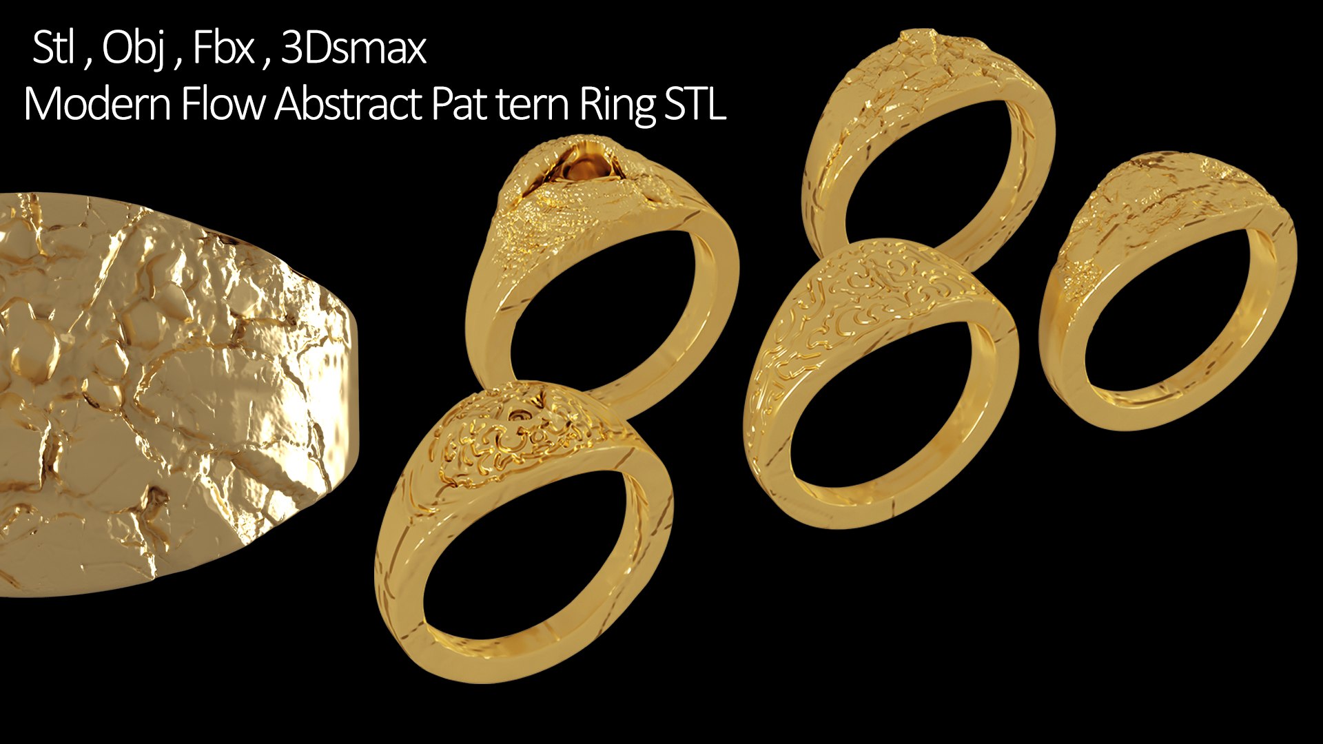 3D Modern Flow Abstract Pattern Ring STL Model - TurboSquid 2431477