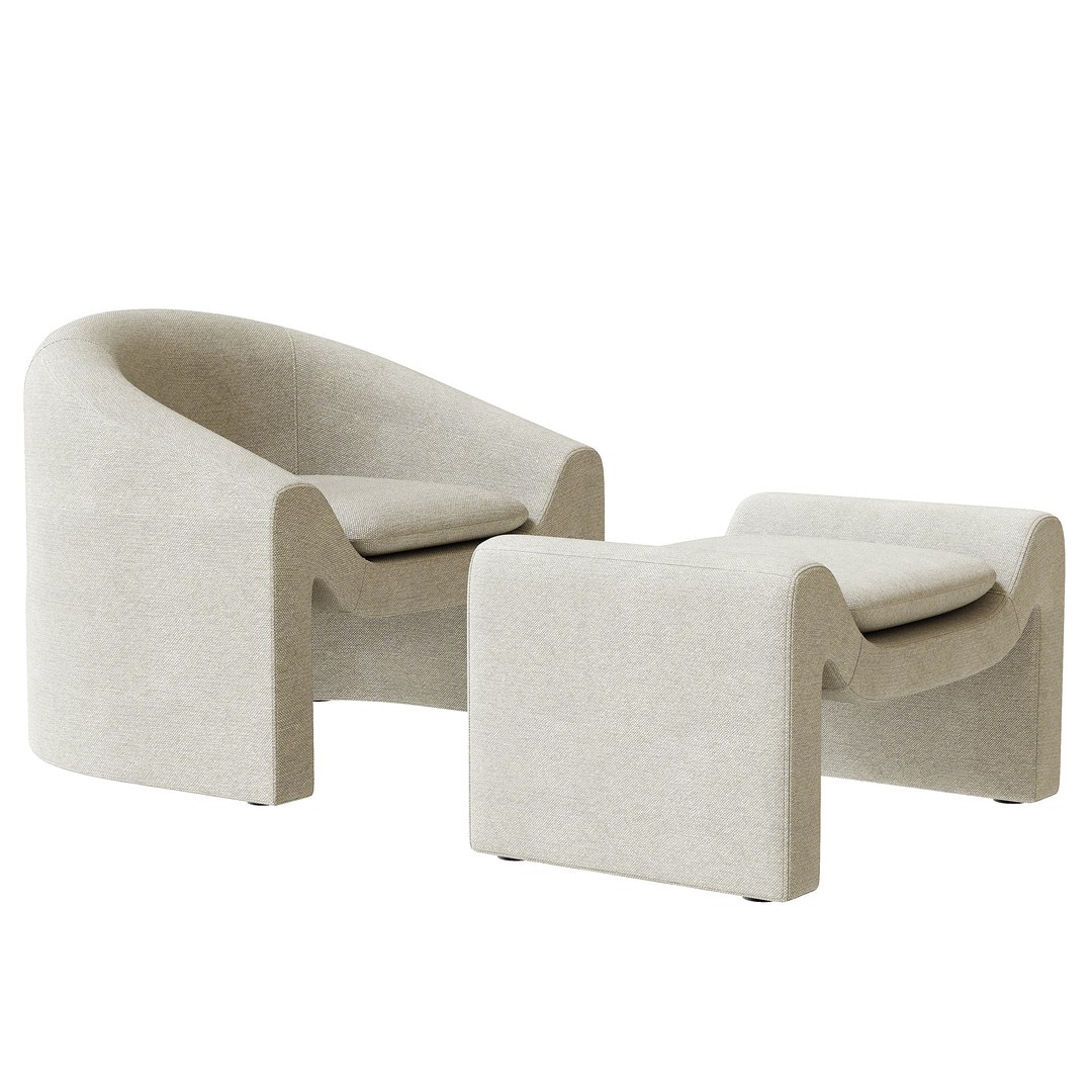 Bolia Mielo Armchair Mielo Footstool 3D Model - TurboSquid 2217936