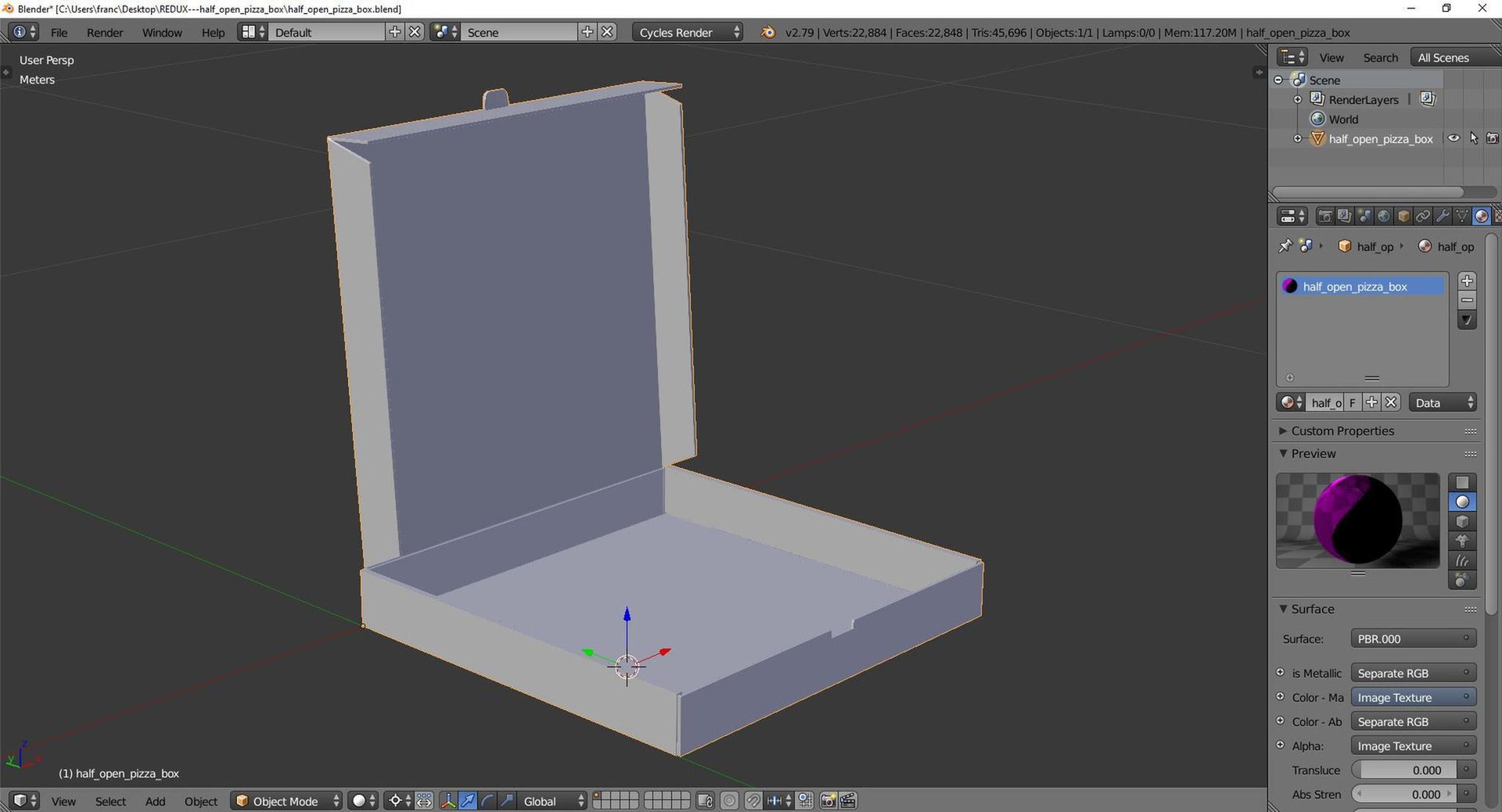 Half Open Pizza Box 3D Model - TurboSquid 1498479