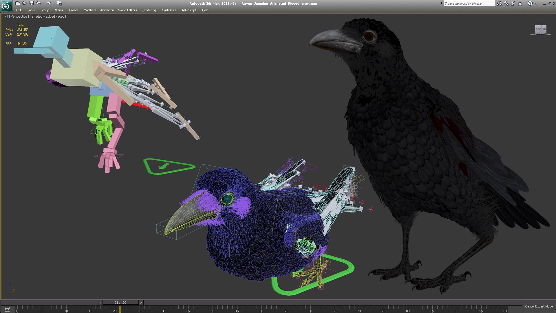 Raven Jumping Rigged Animate Model - TurboSquid 1439275