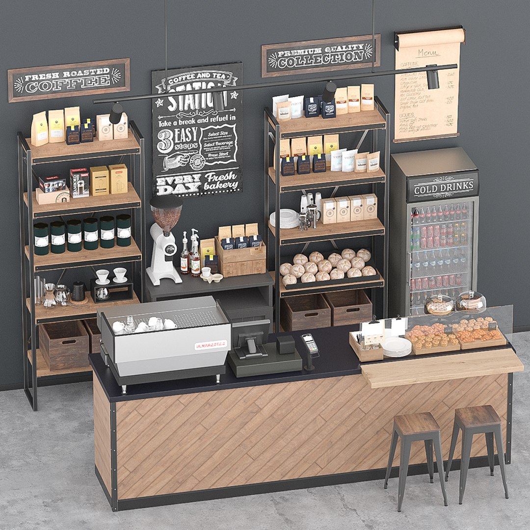 Coffee Bar 3D Model - TurboSquid 1432891