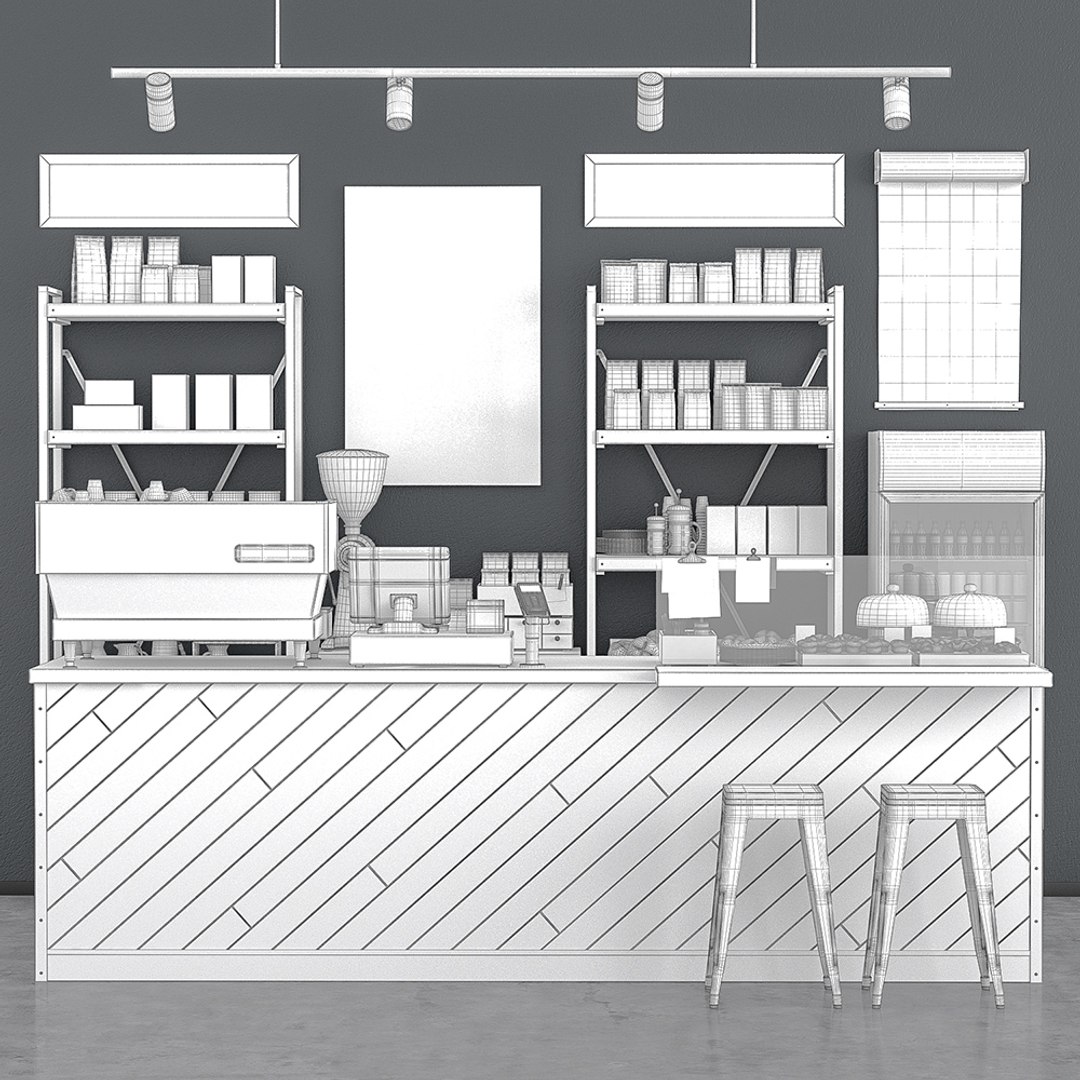 Coffee Bar 3D Model - TurboSquid 1432891