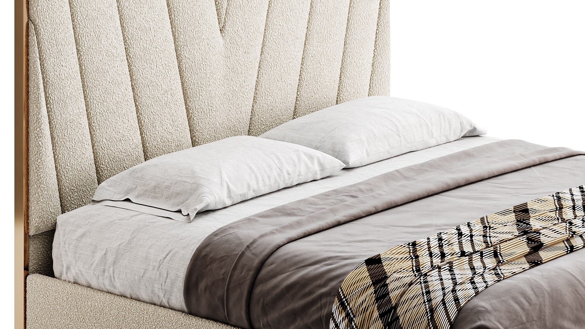 Grayish Upholstered Luxury King Size Bed 3D Model - TurboSquid 2293644