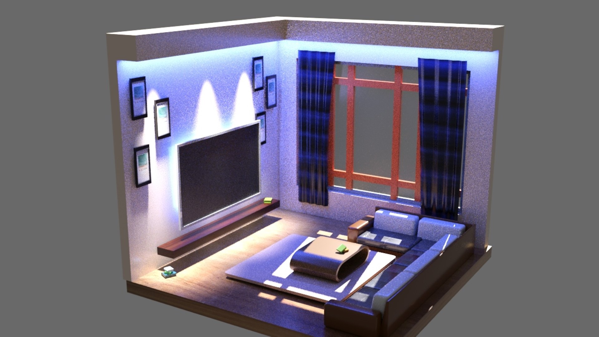 Isometric Living Room Scenario 3D Model - TurboSquid 2089174