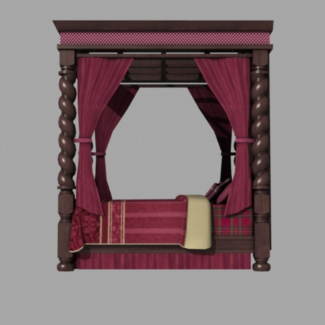 Gothic Canopy Bed 3d Model