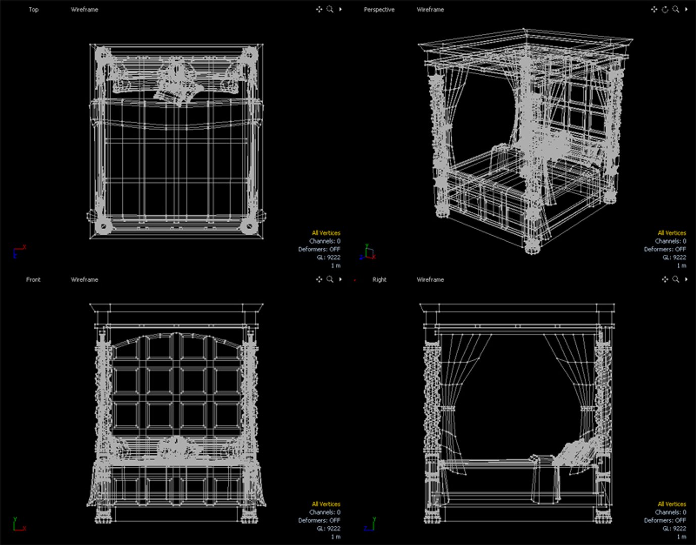 Gothic Canopy Bed 3d Model