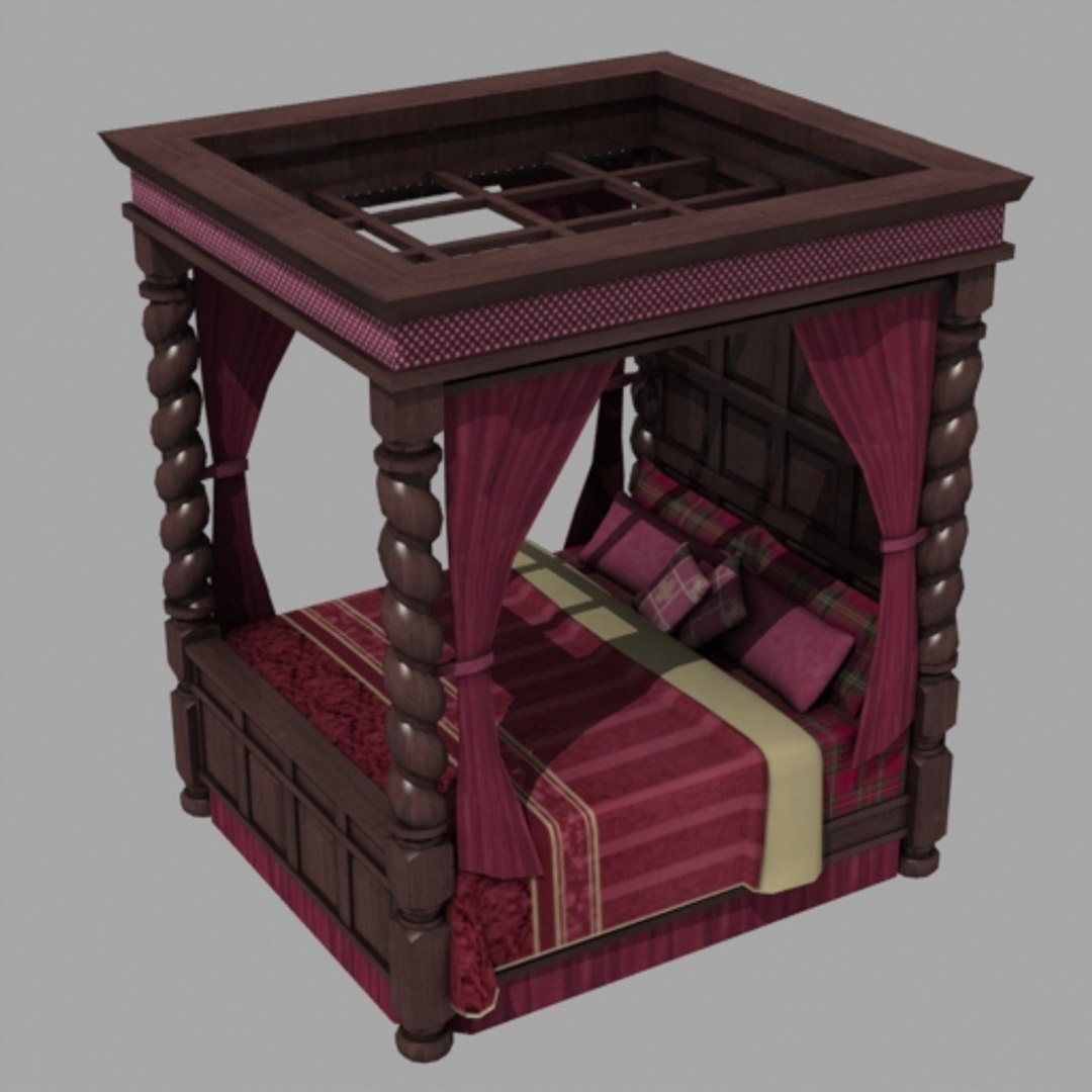 Gothic Canopy Bed 3d Model