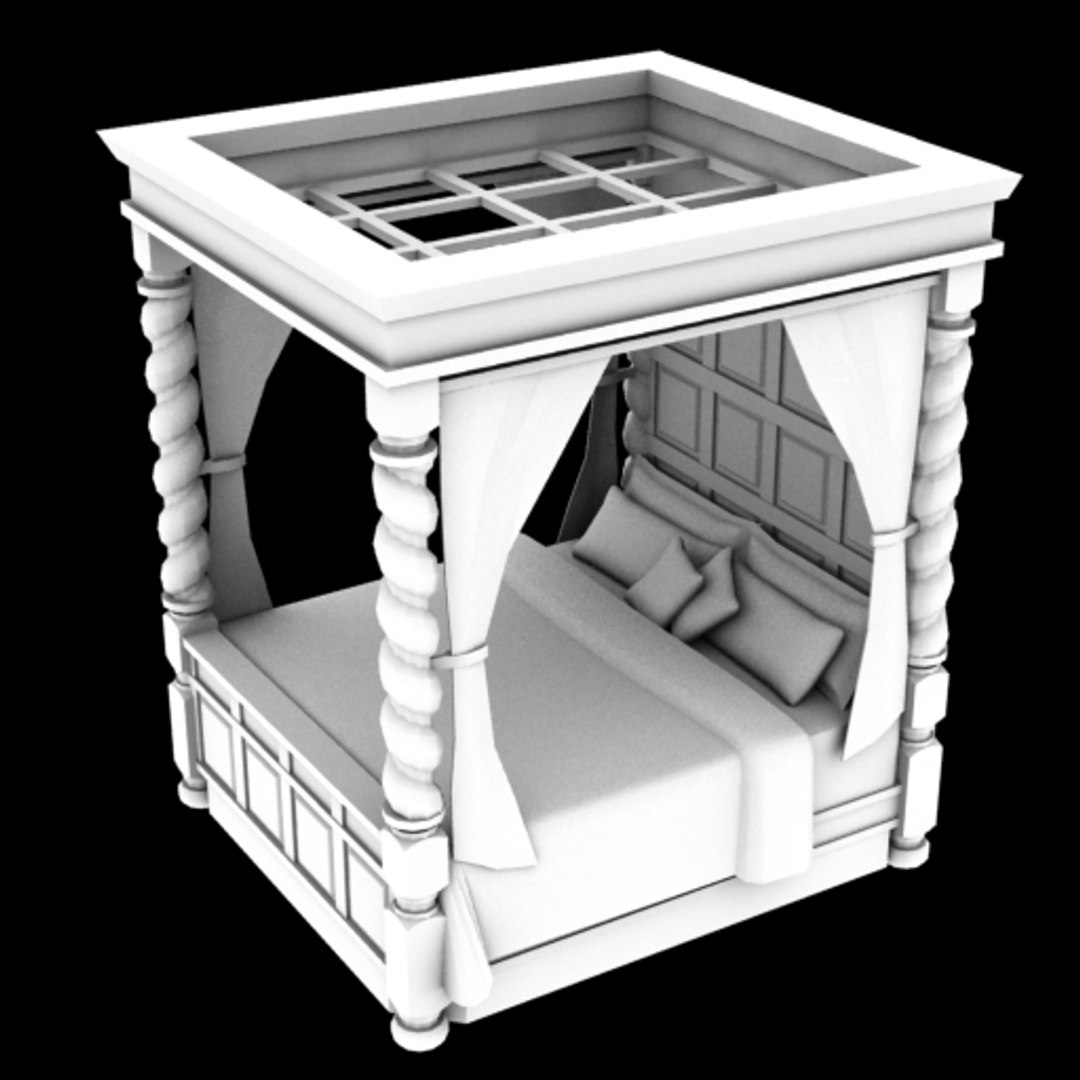 Gothic Canopy Bed 3d Model
