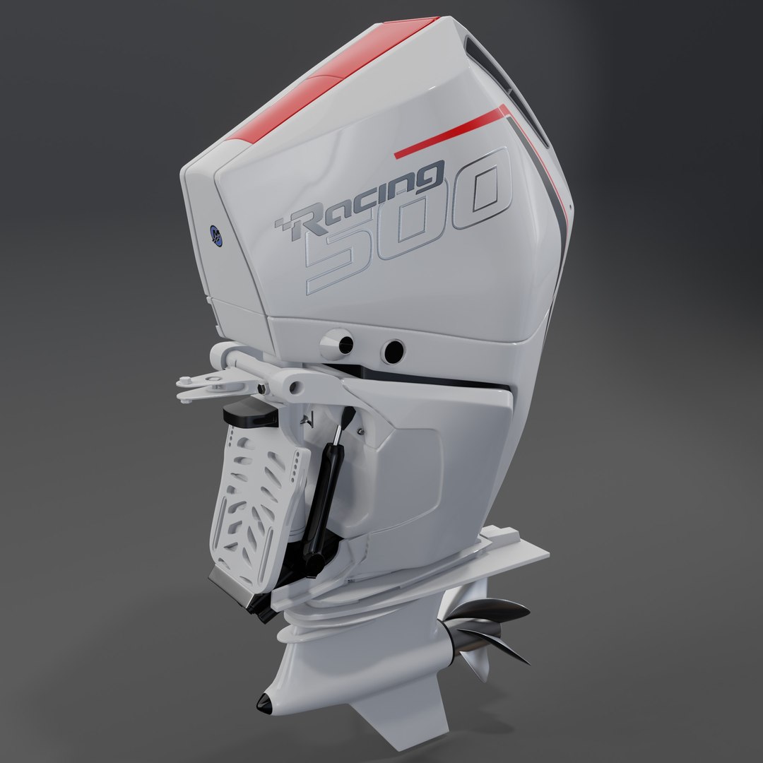 3D MERCURY RACING V8 500R White Outboard PBR Model 3D Model ...