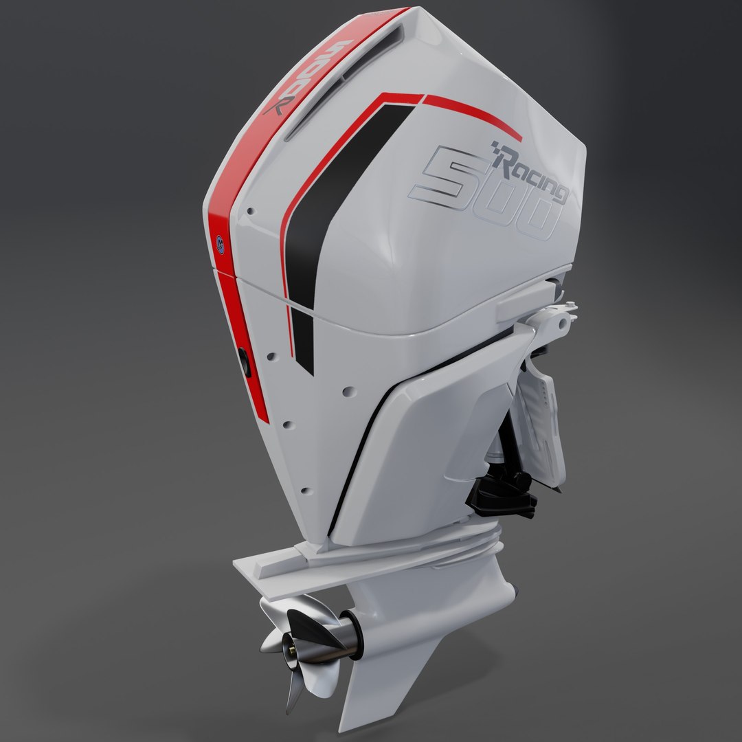 3D MERCURY RACING V8 500R White Outboard PBR Model 3D Model ...