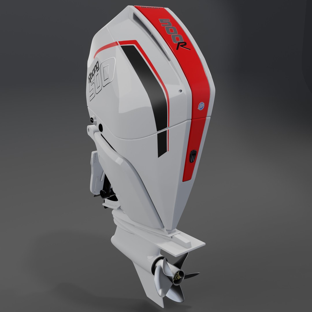 3D MERCURY RACING V8 500R White Outboard PBR Model 3D Model ...