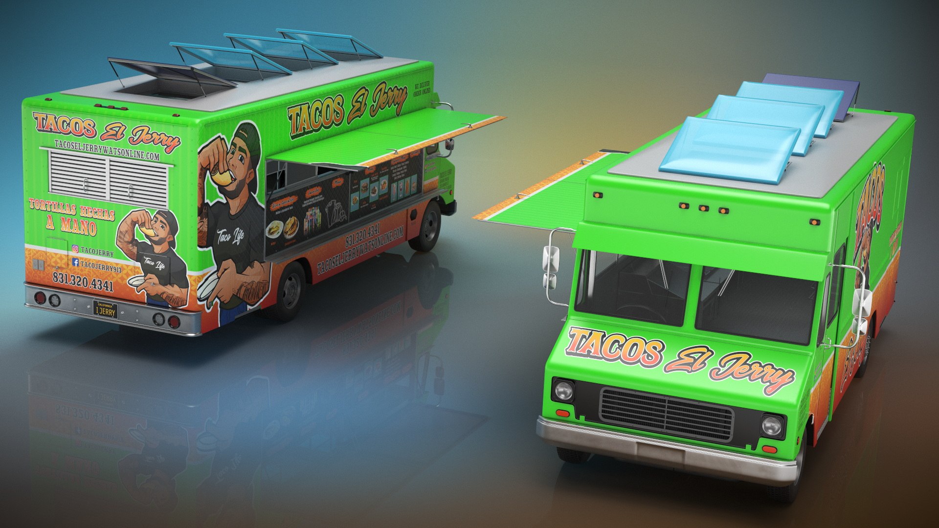 3D Model Food Truck Tacos El Jerry Green Rigged For Cinema 4D ...