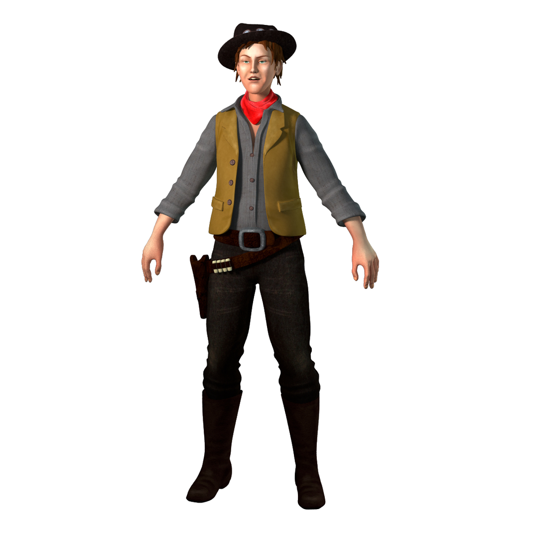 Gunfighter Billy Kid Man 3D Model - TurboSquid 1202547