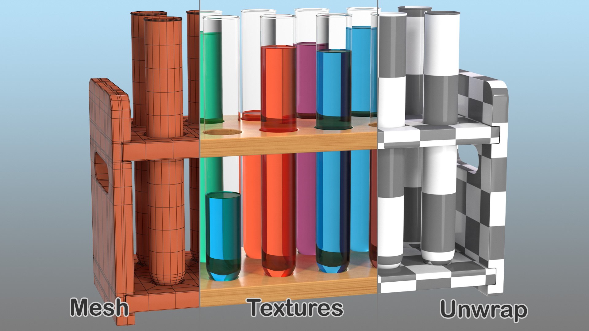 Set Test Tubes Rack 3D - TurboSquid 1498116